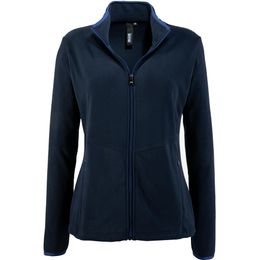 Fleecejacke DEPROC Active "DECORAH II WOMEN", Damen, Gr. 36 (S), blau (navy), 100% Polyester, tailliert, gerader Abschluss, Jacken Fleecejacke, weiche Fleecejacke in traditioneller Optik