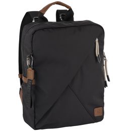 Rucksack Camel Active "Aurum", Damen, Gr. B/H/T: 27cm x 35cm x 9,5cm, schwarz, Polyester, beschichtet, clean, unifarben mit Farbeins&auml;tzen, Rucks&auml;cke Rucksack, aus recyceltem Polyester in Nylonstruktur, leicht & mit feinen Details