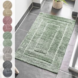 Badematte ANDIAMO "Havanna, 50x80 cm", salbei, mit bord&uuml;re, H:7,5mm, Baumwolle, Polyester, Badematten, Badematte, Badteppich, Uni Farben, Hoch-Tief Effekt, verschiedene Designs