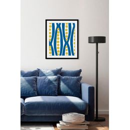 Bild queence "Newsha", blau (farbe rahmen: schwarz, farbe bild(er): blau), B:30cm H:40cm, Acrylglas, Holz, Papier, Bilder, Bild, HD Premium Poster-Druck inkl. Holzrahmen