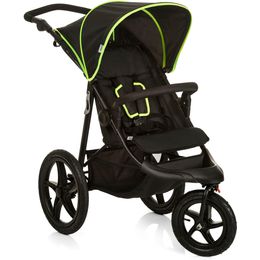 Dreirad-Kinderwagen hauck "Runner black/neon yellow", Baby, gelb (schwarz, neon gelb), Polyester, Kinderwagen Dreirad-Kinderwagen, mit schwenk- und feststellbarem Vorderrad