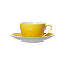 Ritzenhoff & Breker Tasse RITZENHOFF & BREKER "Kaffeetasse mit Untertasse Doppio 200 ml", gelb, 2 tlg., Porzellan, Trinkgef&auml;&szlig;e, Tasse