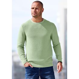 Strickpullover AUTHENTIC LE JOGGER, Herren, Gr. M (48/50), gr&uuml;n, Strick, Obermaterial: 100% Baumwolle, unifarben, regular fit normal, Rundhals, B&uuml;ndchen, Pullover Strickpullover, mit Double-Layer Optik, Pullover aus reiner Baumwolle