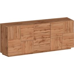 Sideboard Home Affaire "Pongo", braun (oak wotan), B:220cm H:86cm T:44,2cm, Holzwerkstoff, Sideboards, Sideboard