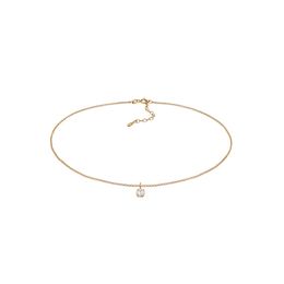 Choker Elli "Halskette Choker Zirkonia Solit&auml;r Basic 925 Sterling Silber" Gr. 36, gold, Halsketten, Damen, mit Steinen, Silber 925 (Sterlingsilber), Choker