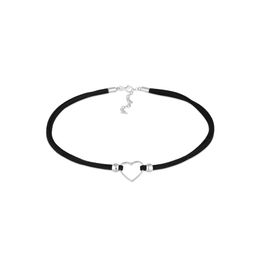 Choker Elli "Halskette Choker Herz Halsband Schwarz 925 Silber" Gr. 32, silber, Halsketten, Damen, ohne Stein, Silber 925 (Sterlingsilber), Choker