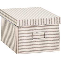 Aufbewahrungsbox zeller PRESENT "Stripes", beige (natur), Ma&szlig;e(B/T/H):(21/28/15)(B/T/H):(21/28/15), Pappe, Aufbewahrungsboxen, Aufbewahrungsbox, Pappe, beige