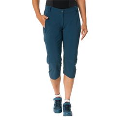 Radhose Vaude "WOMEN'S YARAS 3/4 PANTS", Damen, Gr. 42, N-Gr, blau (schwarz sea), Obermaterial: 89% Polyamid, 11% Elasthan, 3/4-L&auml;nge, Hosen Radhose, sportlicher Stil, f&uuml;r Radsport, aus Polyamid und Elasthan
