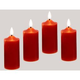 LED-Kerze I.GE.A. "Kerzen 4er Set", rot, B:5,5cm H:10cm, Wachs, Kerzen, LED-Kerze, aus Echtwachs Deko Stumpenkerze Adventskerze Adventskranz