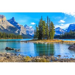Fototapete papermoon "Spirit Island in Maligne Lake", bunt, B:3m L:2,23m, Vlies, Tapeten, Fototapete