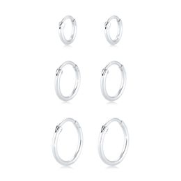Ohrstecker-Set Elli "Ohrringe Ohrring Set Trio 925 Sterling Silber", silber, Ohrringe, Damen, ohne Stein, Silber 925 (Sterlingsilber), Ohrstecker-Set
