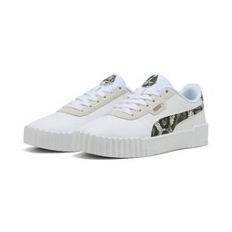 Sneaker Puma "CARINA 3.0 SNAKE CHIC", Damen, Gr. 38,5, silber (Puma wei&szlig;, vapor gray, Puma aged silber), Schuhe Sneaker
