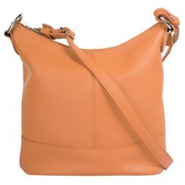 Umh&auml;ngetasche CLUTY, Damen, Gr. B/H/T: 26cm x 24cm x 14cm onesize, orange, Leder, leicht gl&auml;nzend, unifarben, Taschen Umh&auml;ngetasche, echt Leder, Made in Italy