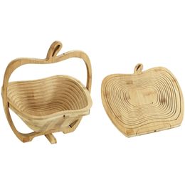 Obstschale Maximex "Modell Bambus", beige (natur), B:26,5cm H:30cm T:22,5cm, Bambus, Sch&uuml;sseln, Obstschale, faltbarer Obstkorb, vielseitig nutzbar als Untersetzer & Schneidebrett