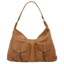 Shopper CLUTY, Damen, Gr. B/H/T: 36cm x 25cm x 11cm onesize, braun (cognac), Leder, leicht gl&auml;nzend, unifarben, Taschen Shopper, echt Leder, Made in Italy