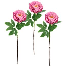 Kunstblume I.GE.A. "P&auml;onie Bauernrose", rosa, B:20cm H:60cm L:14cm, Polyester, Kunstpflanzen, Kunstblume, Pfingstrosen Einzelblume, 3er Set