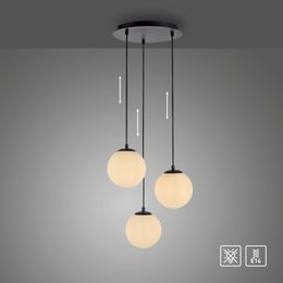 OTTO HOME Pendelleuchte "Nellin", schwarz, glas opal matt wei&szlig;, 3, &Oslash; 16cm H: 120cm, Leuchten, H&auml;ngeleuchte mit gro&szlig;en Glaskugeln, amberfarben oder opal matt wei&szlig;, Pendelleuchte