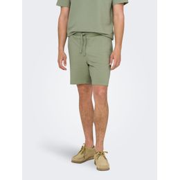 Only & Sons Shorts ONLY & SONS "ONSKIAN LIFE REG SEERSUCKER SHORTS NOOS", Herren, Gr. S, N-Gr, gr&uuml;n (seagrass), Web, Obermaterial: 97% Baumwolle, 3% Elasthan, unifarben, regular fit, Hosen Shorts