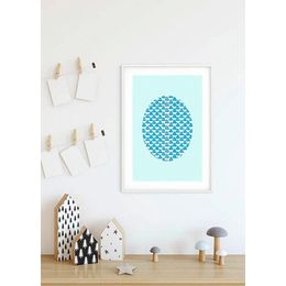 Bild Komar "Shelly Patterns Aqua", bunt (farbe bild(er): bunt), B:40cm H:50cm, Holz, Papier, Bilder, Bild, Wandbild zur Dekoration - ohne Rahmen