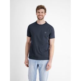 T-Shirt Lerros, Herren, Gr. S, blau (classic navy), Single Jersey, Obermaterial: 75% Baumwolle, 25% Polyester, unifarben, regular fit taillenbedeckt, Rundhals, Shirts T-Shirt, mit Logo Stickerei