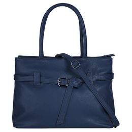 Henkeltasche CLUTY, Damen, Gr. B/H/T: 33cm x 23cm x 15cm onesize, blau, Leder, leicht gl&auml;nzend, unifarben, Taschen Henkeltasche, echt Leder, Made in Italy
