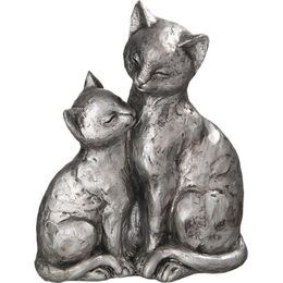 Dekofigur AMBIENTE HAUS "Katzen-Paar", silber (silberfarben), Metall, Dekofiguren, Dekofigur, H&ouml;he 22 cm