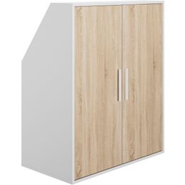 Kleiderschrank GAMI "UNDER", braun (wei&szlig;, sonoma eiche), B:91cm H:110cm T:50cm, Holzwerkstoff, Schr&auml;nke, Kleiderschrank, Schr&auml;gschrank mit einer T&uuml;r
