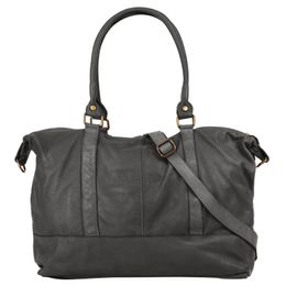 Reisetasche Samantha Look, Damen, Gr. B/H/T: 42cm x 30cm x 15cm onesize, grau, Leder, leicht gl&auml;nzend, unifarben, Taschen Reisetasche, echt Leder, Made in Italy