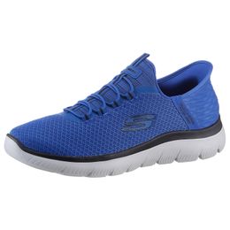 Slip-On Sneaker Skechers "SUMMITS-HIGH RANGE", Herren, Gr. 44, blau (royalblau), Textil, Schuhe Slip-On Sneaker, Freizeitschuh mit Slip Ins-Fersenpart f&uuml;r einen leichten Einstieg, Topseller