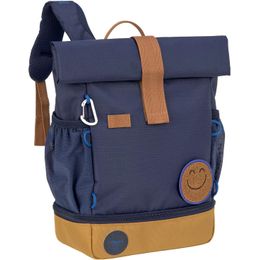 L&auml;ssig Kinderrucksack L&Auml;SSIG "Little Gang, Mini Rolltop Backpack, navy", M&auml;dchen, Gr. B/H/T: 23cm x 32,5cm x 11cm, blau (navy), Polyester, Rucks&auml;cke Kinderrucksack, aus recycelten PET-Flaschen