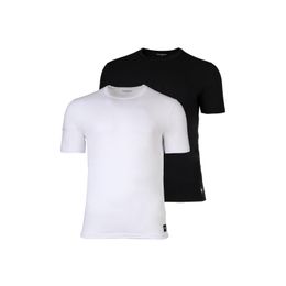 T-Shirt Emporio Armani "T-Shirt ESSENTIAL LOGOLABEL 2er Pack", Damen, Gr. XL, schwarz (schwarz, wei&szlig;), Obermaterial: 95% Baumwolle CO. 5% Elasthan EL., Shirts T-Shirt