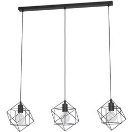 Eglo H&auml;ngeleuchte "STRAITON Pendellampe, Stahl, Vintage, H&auml;ngelampe, E27, Esszimmerlampe", schwarz, 3, H: 110cm, 1 Stk., Leuchten, H&auml;ngeleuchte, Lampe, L90,50 x B24 x H110 cm, schwarz, 3X60W exkl., H&auml;ngeleuchte