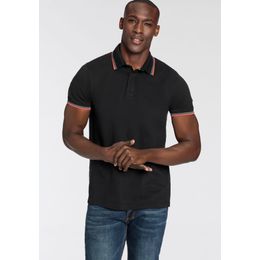 Poloshirt Bruno Banani, Herren, Gr. S (44/46), schwarz, Piqu&eacute;, Obermaterial: 95% Baumwolle, 5% Elasthan, unifarben, schmal, B&uuml;ndchen, Shirts Poloshirt, Kurzarm, schmal geschnitten, Colourblocking-Optik, Topseller