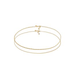 Ketten-Set Elli Premium "Halskette Choker Kordelkette Veneziakette (2 tlg) 925 Silber" Gr. 36, gold, Halsketten, Damen, ohne Stein, Silber 925 (Sterlingsilber), Ketten-Set