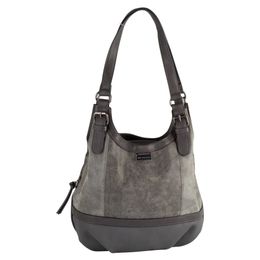 Shopper Tom Tailor "JUNA", Damen, Gr. B/H/T: 31cm x 29cm x 14cm, grau, Lederimitat, Taschen Shopper, mit schicken Zierschnallen