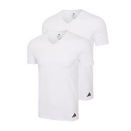 T-Shirt adidas Sportswear "Active Flex Cotton", Herren, Gr. L, wei&szlig; (100, wei&szlig;), Obermaterial: 95% Baumwolle, 5% Elasthan, bequem kniebedeckend, V-Ausschnitt, Shirts T-Shirt, V-Ausschnitt, Kurzarm, bequem, elastisch