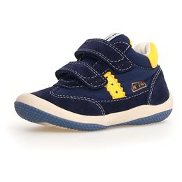 Sneaker Naturino "GO VL", M&auml;dchen, Gr. 23, blau (navy, gelb), Nylon, Veloursleder, kontrastfarbene Details, Schuhe Sneaker, Freizeitschuh mit Farbeinsatz, Gr&ouml;&szlig;enschablone zum Download