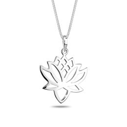 Kette mit Anh&auml;nger Elli "Halskette Lotus Bl&uuml;te Talisman Blume 925 Silber" Gr. 45, silber, Halsketten, Damen, ohne Stein, Silber 925 (Sterlingsilber), Kette mit Anh&auml;nger