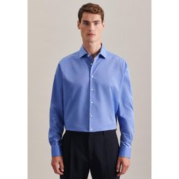 Businesshemd Seidensticker "Schwarze Rose", Herren, Gr. S37, normale &Auml;rmell&auml;ngen, blau (mittelblau), 100% Baumwolle, unifarben, slim fit, 2-Knopf-Manschette, Hemden Businesshemd, Slim 1/1 Kentkragen Uni