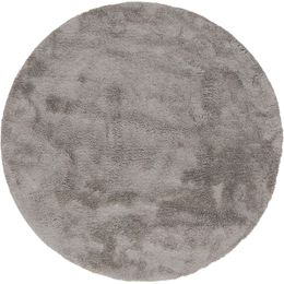 Teppich CarpetFine "Silky", beige, H:20mm &Oslash;:120cm, Mikropolyester, Teppiche, Teppich, Shaggy, Langflor, uni, besonders weich, handarbeit
