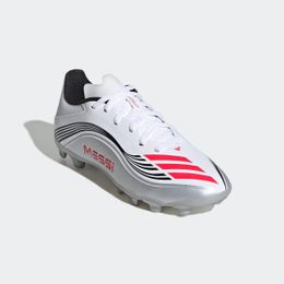 Fu&szlig;ballschuh adidas Performance "F50 MESSI LEAGUE MULTI-GROUND KINDER", Kinder, Gr. 32, silber (cloud wei&szlig;, lucid rot, silber metallic), Synthetik, Schuhe Fu&szlig;ballschuh, geeignet f&uuml;r Rasen- und Kunstrasenpl&auml;tze, f&uuml;r Kinder & Jugendliche