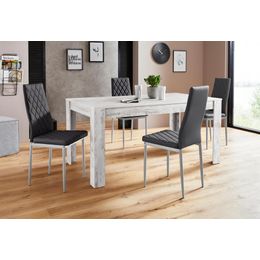 Essgruppe OTTO HOME "Lynn160/Brooke", wei&szlig; (antikwei&szlig;, schwarz), B:160cm, Sitzm&ouml;bel-Sets, Essgruppe, Tisch mit 4 St&uuml;hlen