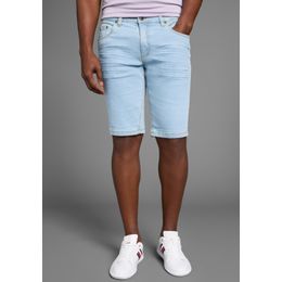 Jeansshorts Arizona, Herren, Gr. 31, blau (bleached), Denim/Jeans, Obermaterial: 98% Baumwolle, 2% Elasthan, kontrastfarbene Details, Basic, normal knieumspielend, Jeans Jeansshorts, gerader Schnitt, knieumspielende L&auml;nge, niedrige Leibh&ouml;he