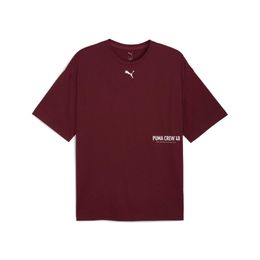 Trainingsshirt Puma "M GRAPHIC OVERSIZE TEE", Herren, Gr. S, rot (ruby shimmer), Jersey, Obermaterial: 50% Polyester, 25% Baumwolle, 25% Viskose, regular fit normal, Rundhals, Shirts Trainingsshirt, Kurzarm-Design, sportlicher Stil, atmungsaktiv, schnell trocknend