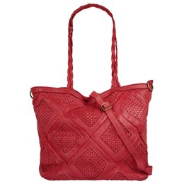 Shopper Samantha Look, Damen, Gr. B/H/T: 33cm x 30cm x 15cm onesize, rot, Leder, Taschen Shopper, echt Leder, Made in Italy