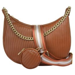 Umh&auml;ngetasche CLUTY, Damen, Gr. B/H/T: 32cm x 22cm x 4cm onesize, braun (cognac), Leder, leicht gl&auml;nzend, unifarben, Taschen Umh&auml;ngetasche, echt Leder, Made in Italy