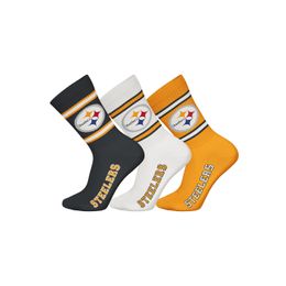 Kurzsocken NFL "Socken NFL 3Pack Crew Socks 3er Pack", Damen, Gr. 43-46, bunt (pittsburgh steelers), Obermaterial: 58% Baumwolle CO. 39% Polyester PES. 3% Elasthan EL., Socken Kurzsocken