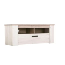 Lowboard Home Affaire "Kent TV-Sideoard 120 cm, mit zwei geschlossenen F&auml;chern", braun (wei&szlig; eiche), B:122,5cm H:49,5cm T:43,5cm, Holzwerkstoff, Sideboards, Lowboard, TV-Kommode mit viel Platz, f&uuml;r moderne Fernseher in jedem Wohnzimmer