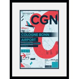 Bild queence "CGN AIRPORT", rot (farbe rahmen: schwarz, farbe bild(er): rot), B:40cm H:50cm, Acrylglas, Holz, Papier, Bilder, Bild, HD Premium Poster-Druck inkl. Holzrahmen