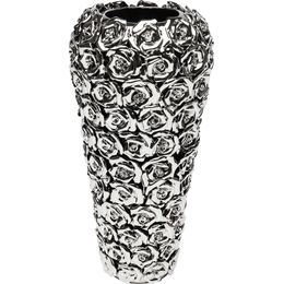 Tischvase KARE DESIGN "Vase Rose Multi Chrom Big", silber (silberfarben), B:21,5cm H:45cm T:21,5cm, Steingut, Vasen, Tischvase